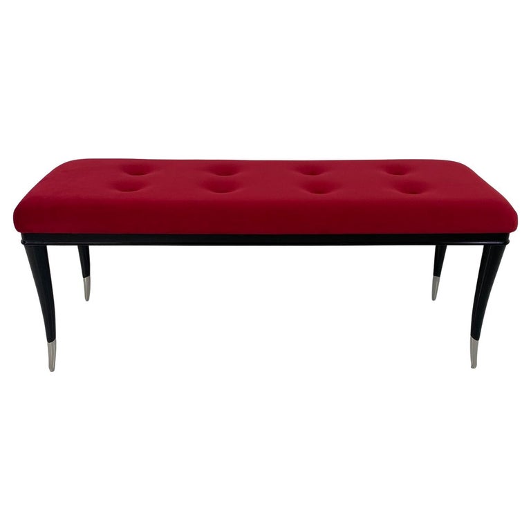 Italian Art Deco Style Red Velvet, Black Lacquer and Chromed Metal ...