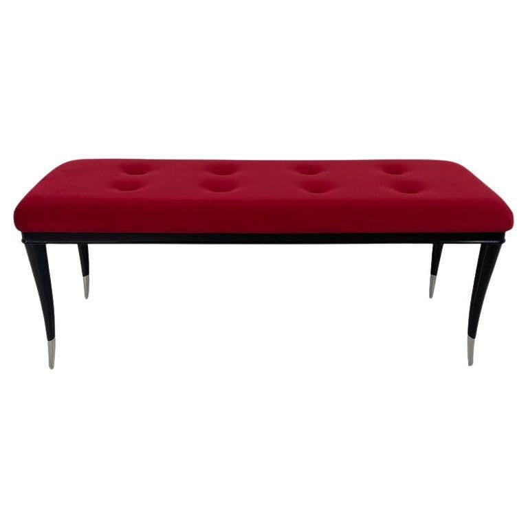 Italian Art Deco Style Red Velvet, Black Lacquer and Chromed Metal ...