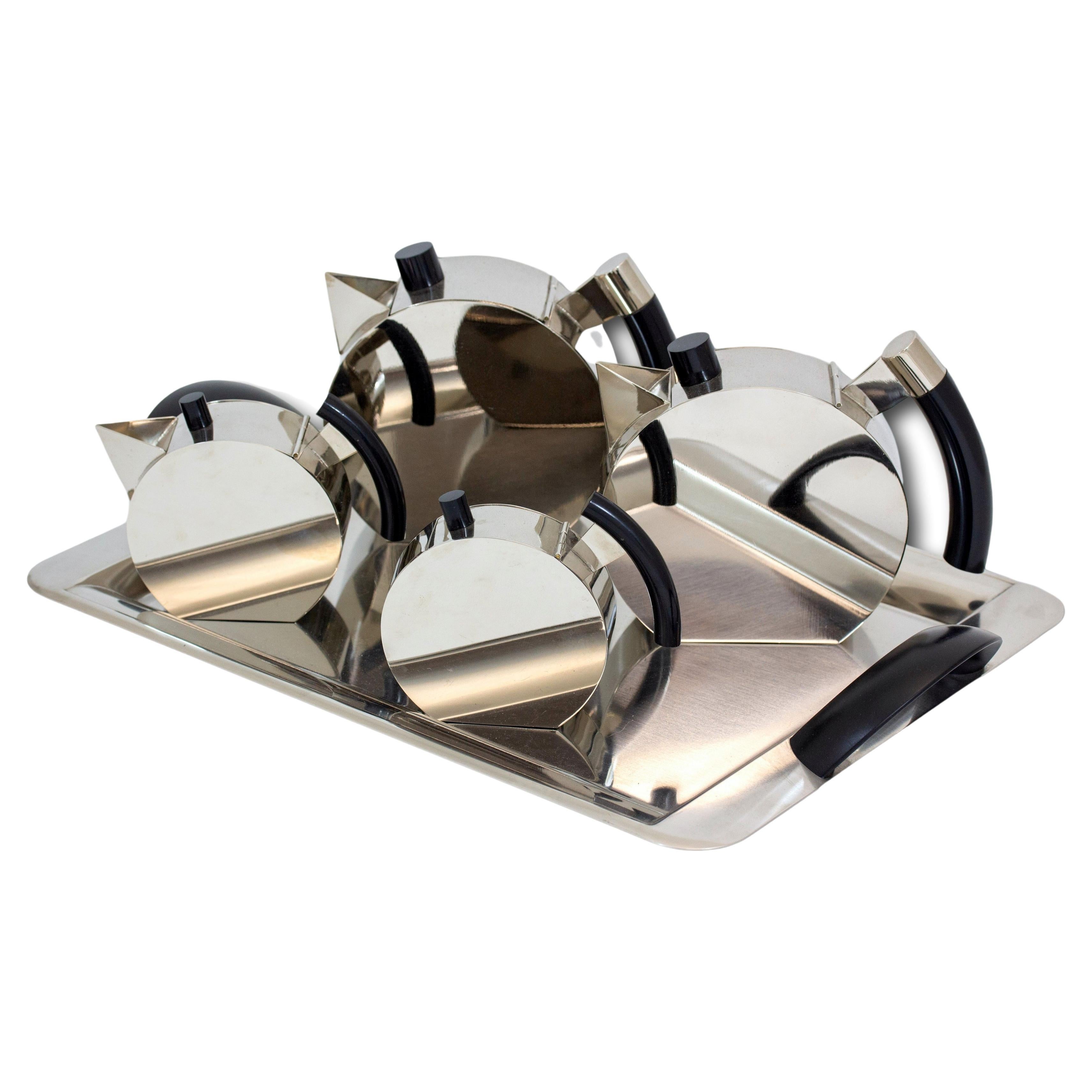 Italian Punto Bacola Design Modernist Metal Art and Lucite Tea Service ...