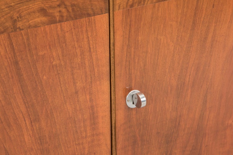 Italian Art Deco Walnut Wood Rounded Edges Bookcase at 1stDibs