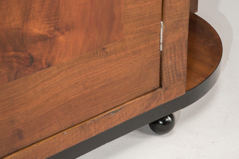 Italian Art Deco Walnut Wood Rounded Edges Bookcase at 1stDibs