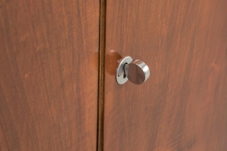 Italian Art Deco Walnut Wood Rounded Edges Bookcase at 1stDibs