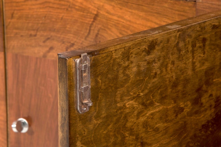 Italian Art Deco Walnut Wood Rounded Edges Bookcase at 1stDibs