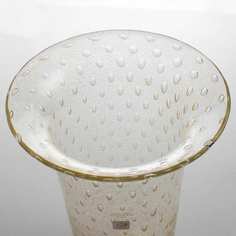 Italian Art Glass Murano Vase Gold Flakes and Bubbles by Gambaro and ...