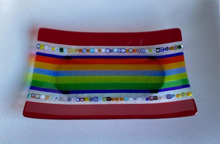 Italian Art Glass Rainbow Dish / Tray, circa 1990 For Sale at 1stDibs