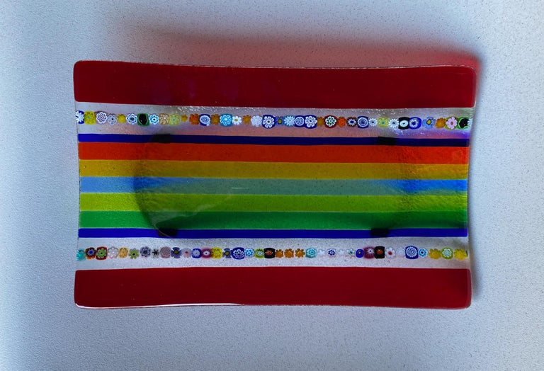 Italian Art Glass Rainbow Dish / Tray, circa 1990 For Sale at 1stDibs