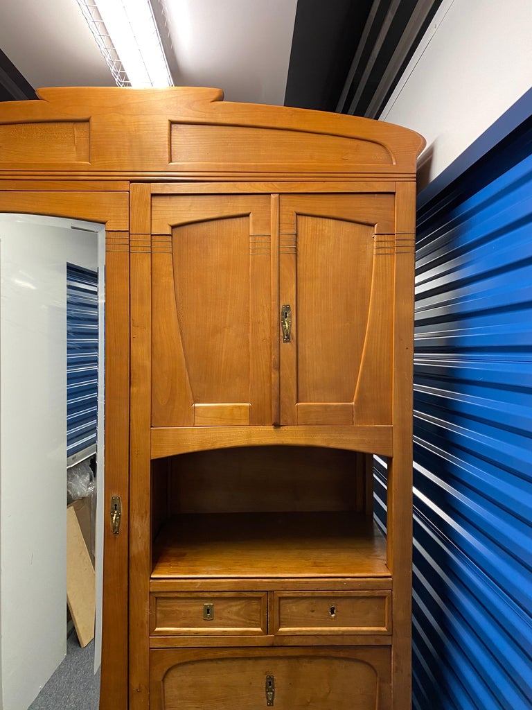 Italian Art Nouveau Ash Armoire Wardrobe, c. 1900 For Sale at 1stDibs