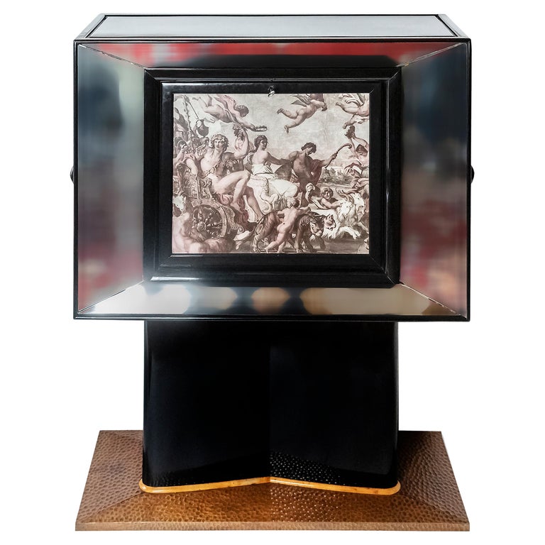 Italian Artdeco Mirrored Bar Cabinet by Valzania For Sale at 1stDibs