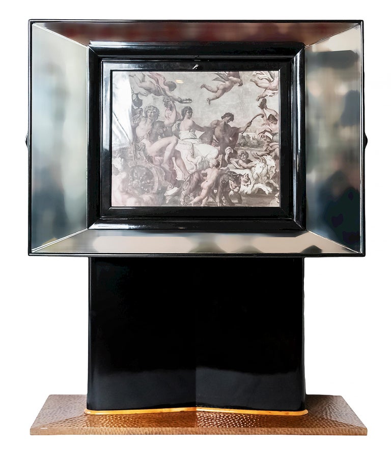 Italian Artdeco Mirrored Bar Cabinet by Valzania For Sale at 1stDibs