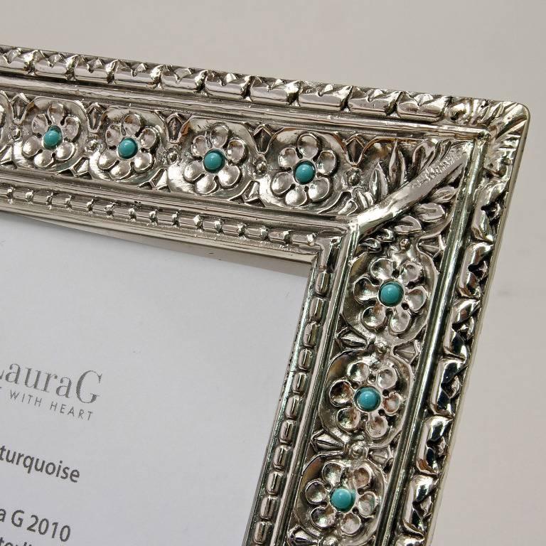 Italian Photo Frame Silver Handmade ,Harmony Turquoise For Sale at 1stDibs