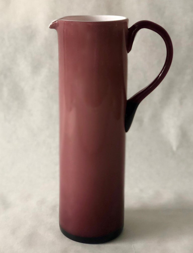 Italian Balboa Deep Purple and White Encased Venetian Glass Pitcher ...