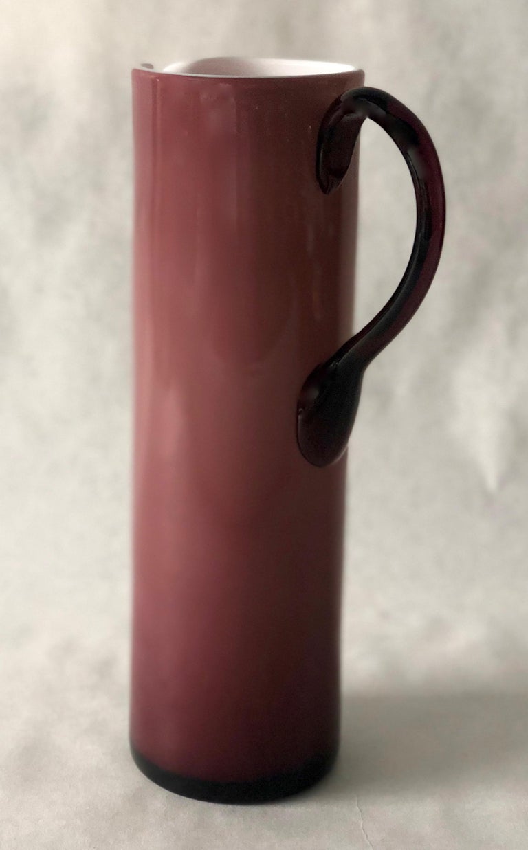 Italian Balboa Deep Purple and White Encased Venetian Glass Pitcher ...