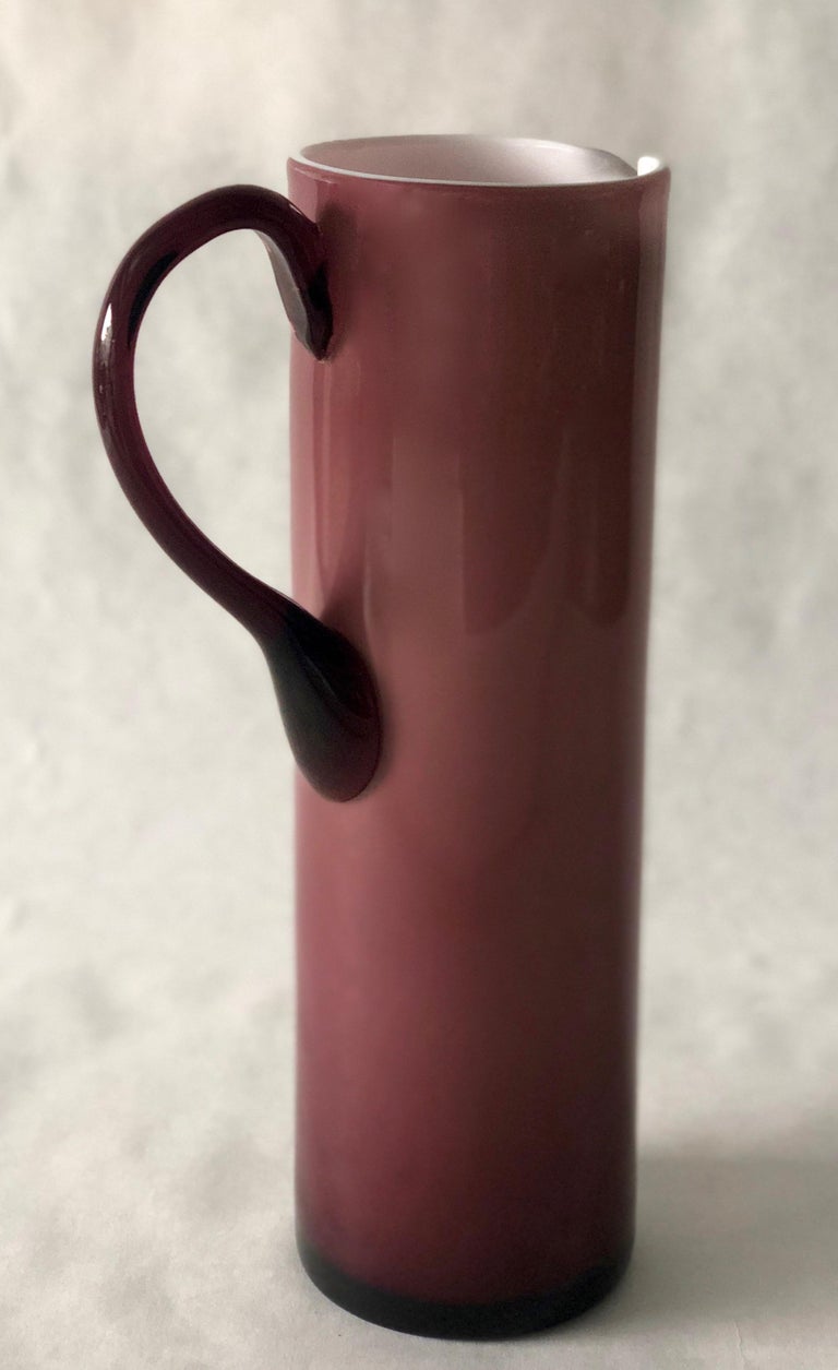 Italian Balboa Deep Purple and White Encased Venetian Glass Pitcher ...