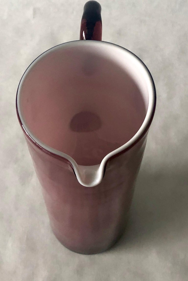 Italian Balboa Deep Purple and White Encased Venetian Glass Pitcher ...