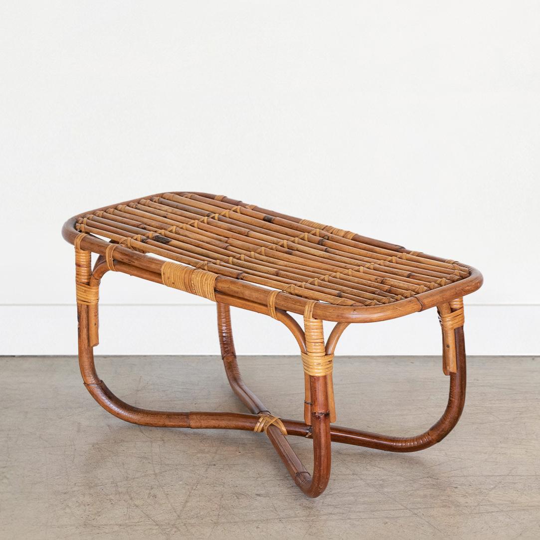 Italian Bamboo and Rattan Bench at 1stDibs