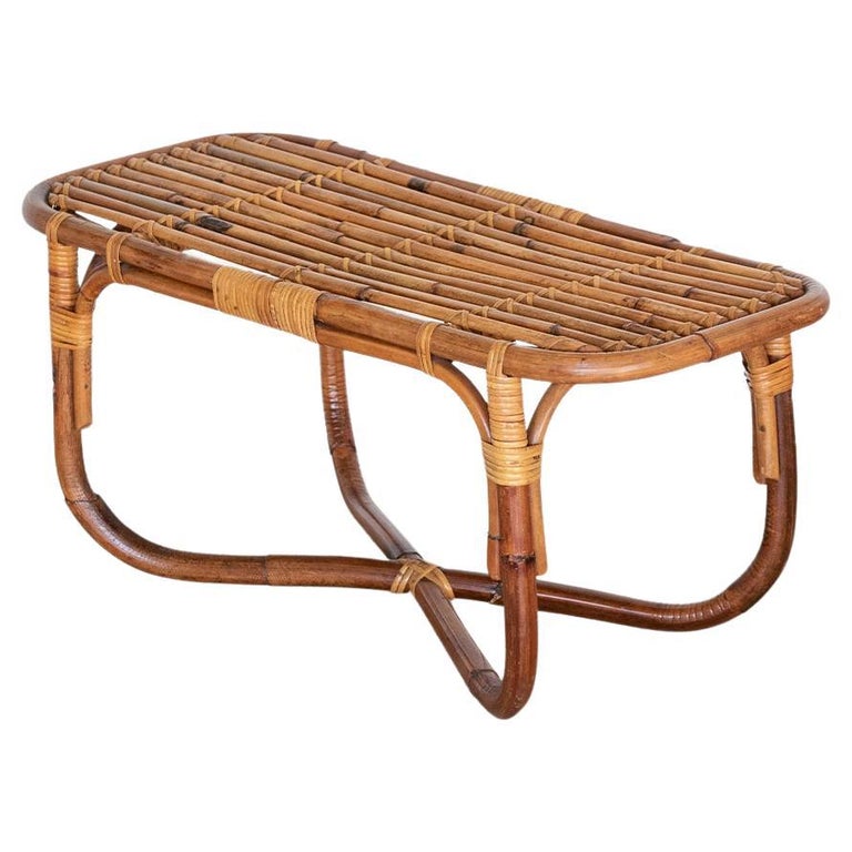 Italian Bamboo and Rattan Bench For Sale at 1stDibs