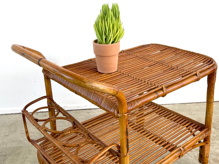 Italian Bamboo Bar Cart For Sale at 1stDibs
