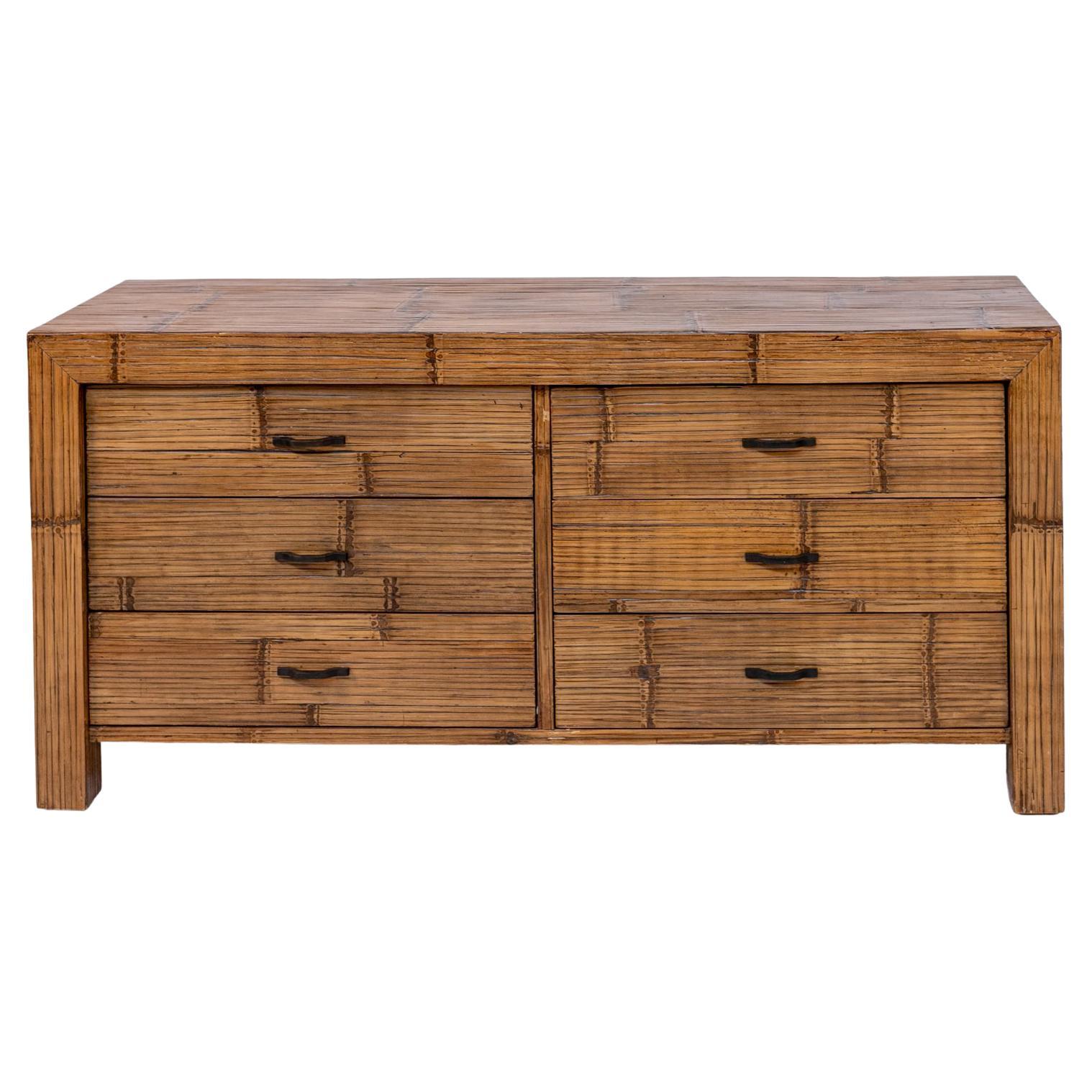 Italian Bamboo Chest of Drawers and Iron Handles at 1stDibs