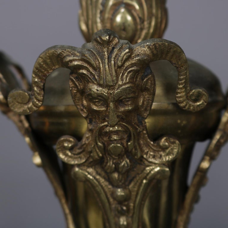 Italian Baroque Figural Bronze Electrified Gas Dragons and Satyr ...