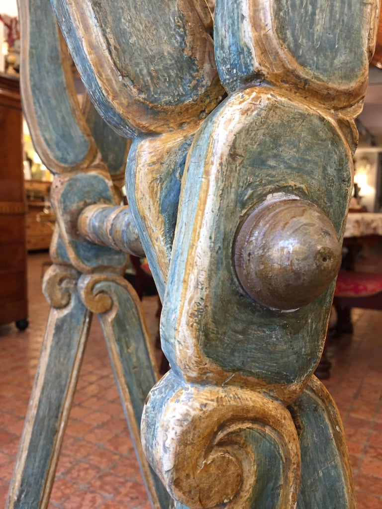 Italian Baroque Folding Floor Lectern Green Blue Painted Music Stand ...