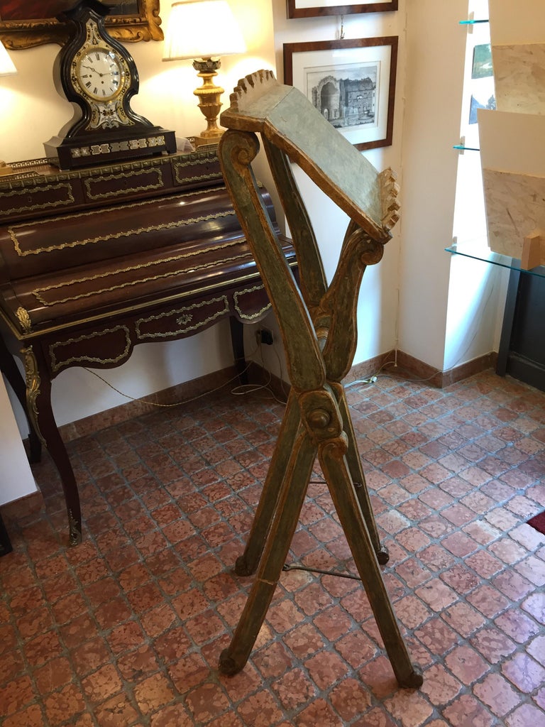 Italian Baroque Folding Floor Lectern Green Blue Painted Music Stand ...
