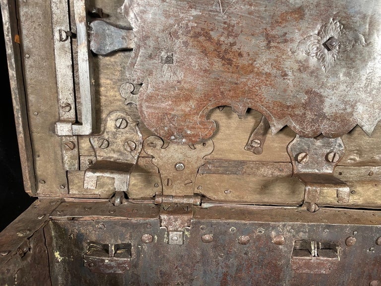 Italian Baroque Iron Strongbox Safe With Original 16 Bolt Lock ...