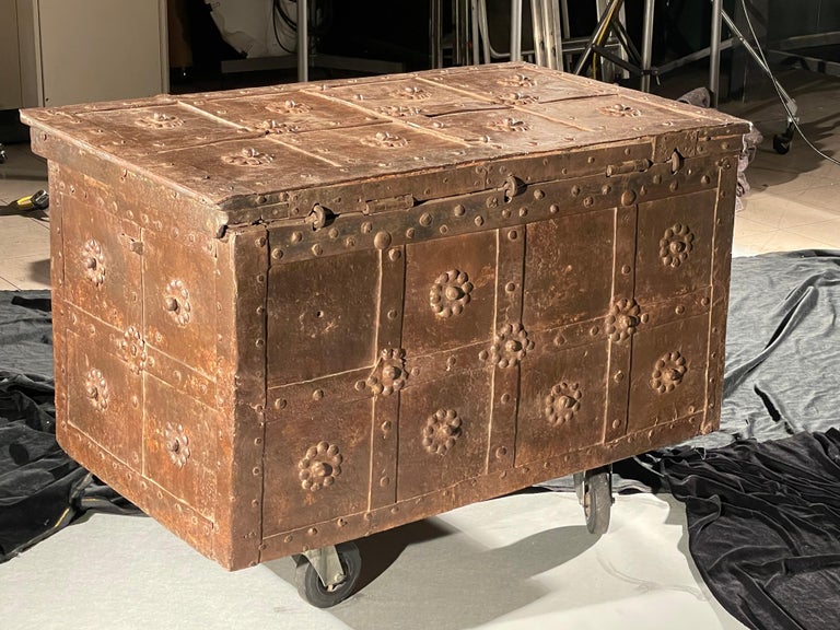 Italian Baroque Iron Strongbox Safe With Original 16 Bolt Lock ...
