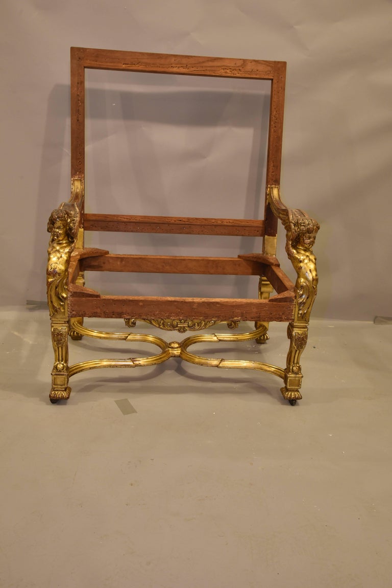 Oversized Baroque Louis XIV Style Putti Gilded Throne Chair, Italy ...