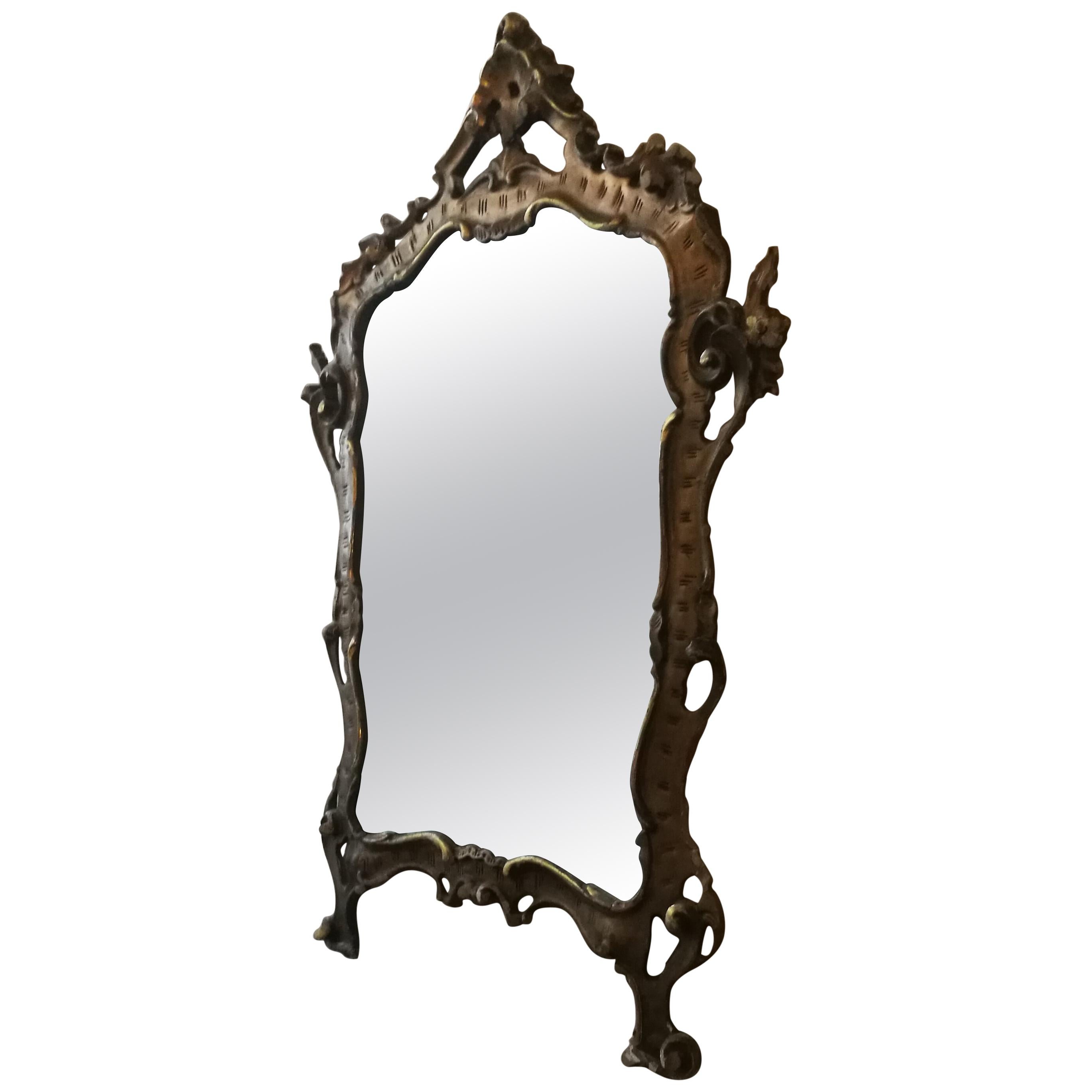 Italian Baroque Mirror with Wooden Frame, 1950s at 1stDibs