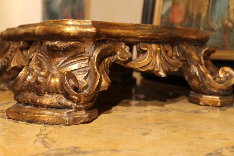 Italian Baroque Period Hand Carved, Gilded and Lacquered Wooden Base or ...