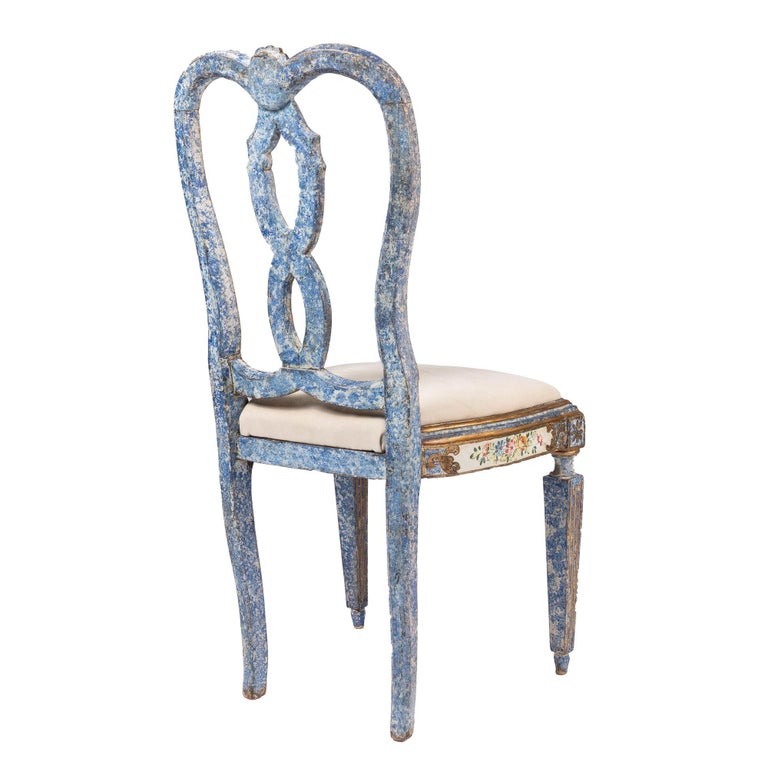 Italian Baroque "Queen Anne" Side Chair in Original Painted Decoration ...