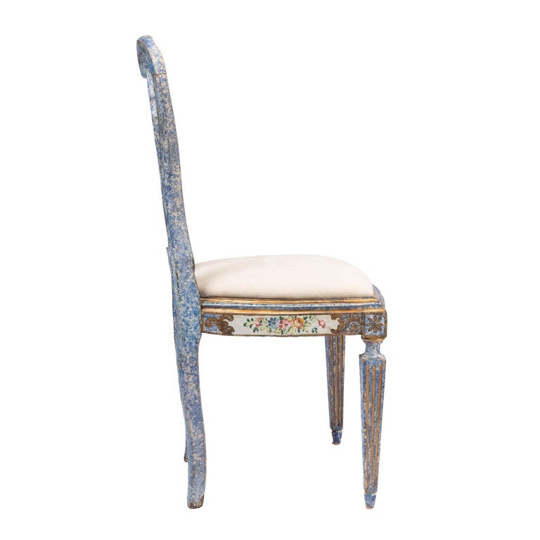 Italian Baroque "Queen Anne" Side Chair in Original Painted Decoration ...