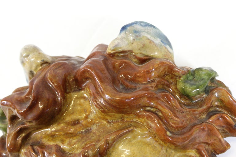 Italian Baroque Revival Glazed Terracotta Puck Mask For Sale at 1stDibs