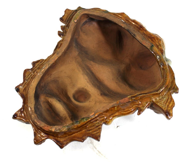 Italian Baroque Revival Glazed Terracotta Puck Mask For Sale at 1stDibs