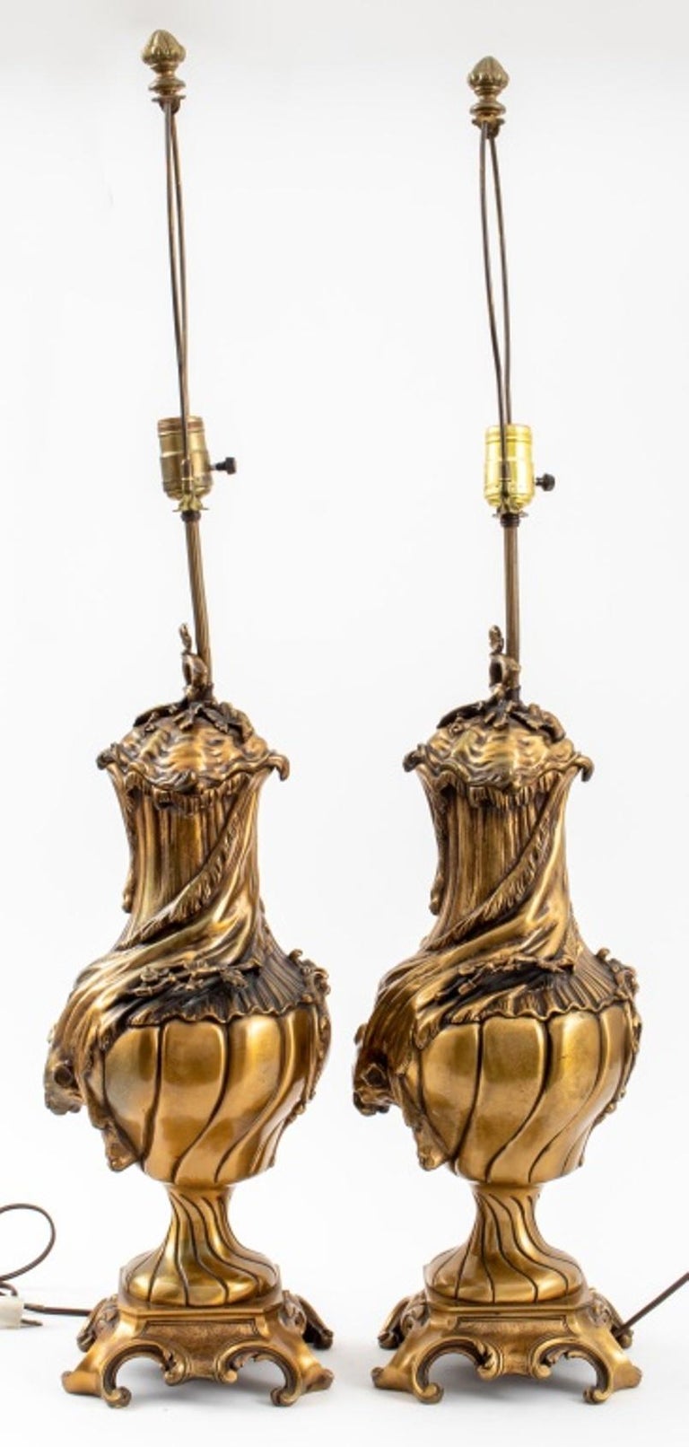 Italian Baroque Revival Style Bronze Lamps, Pair For Sale at 1stDibs