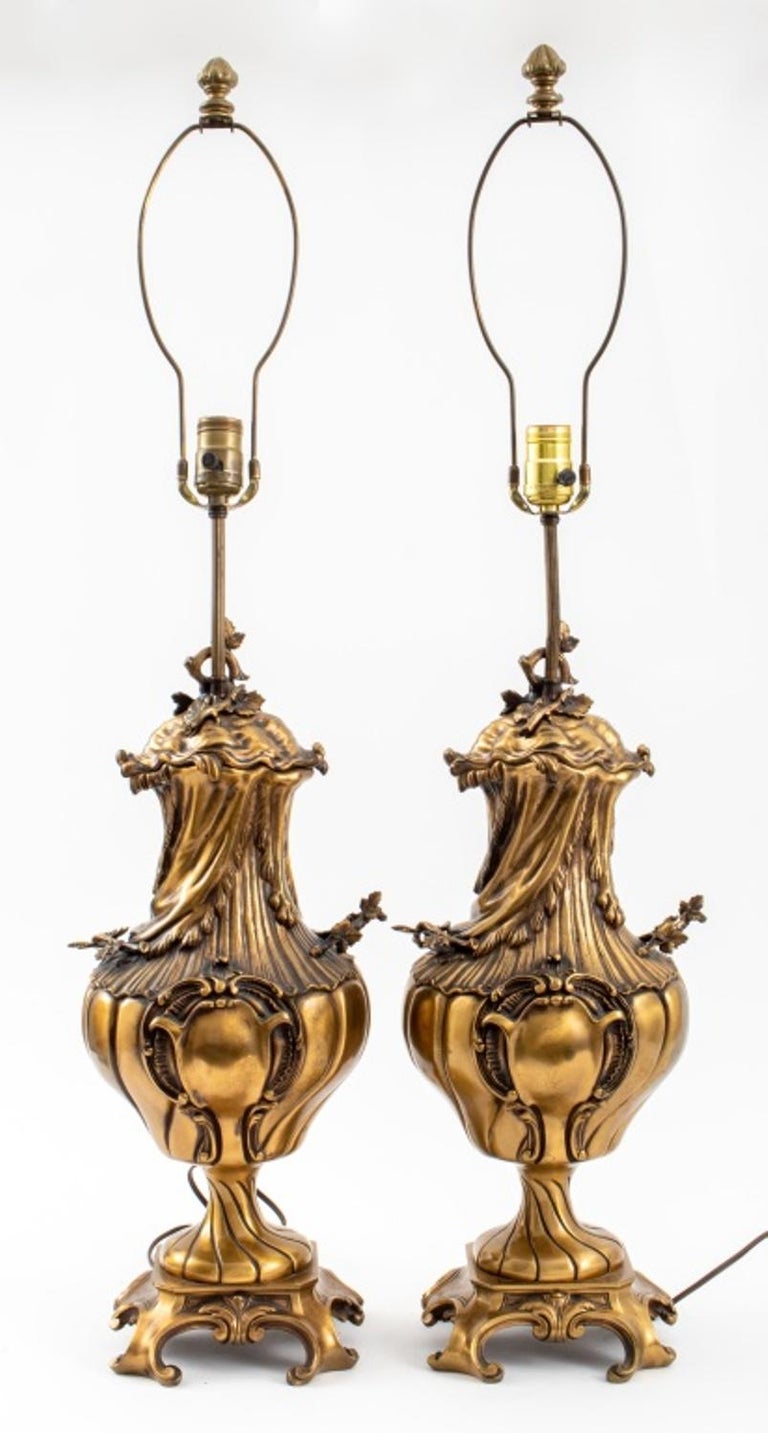 Italian Baroque Revival Style Bronze Lamps, Pair For Sale at 1stDibs
