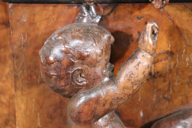 Italian Baroque Rococo Circassian Walnut Carved Putti Cherubs Near King ...