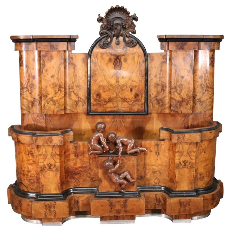 Italian Baroque Rococo Circassian Walnut Carved Putti Cherubs Near King ...