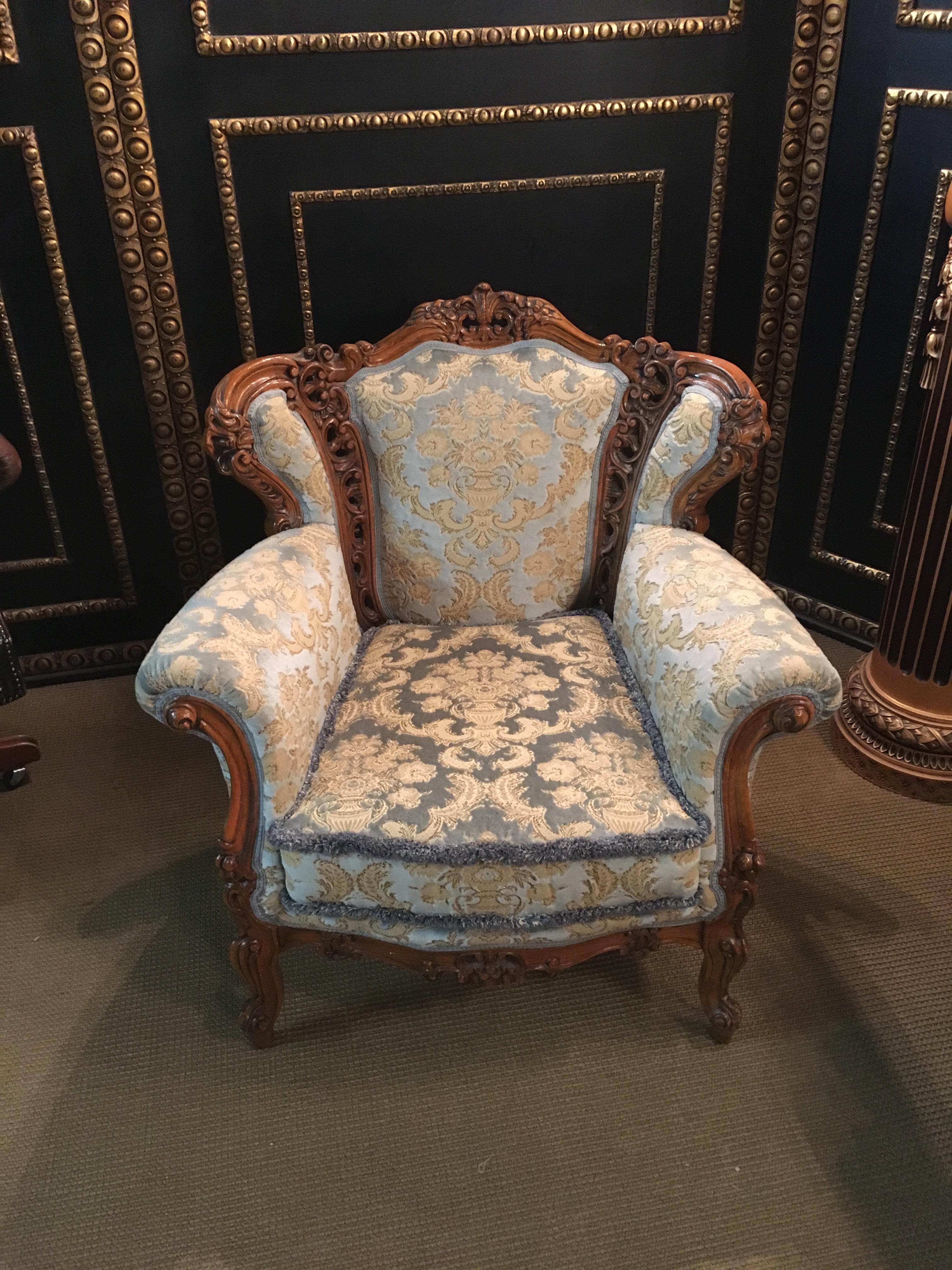 Italian Baroque Sofa Set 2 Armchairs Walnut Carved For Sale at 1stDibs ...