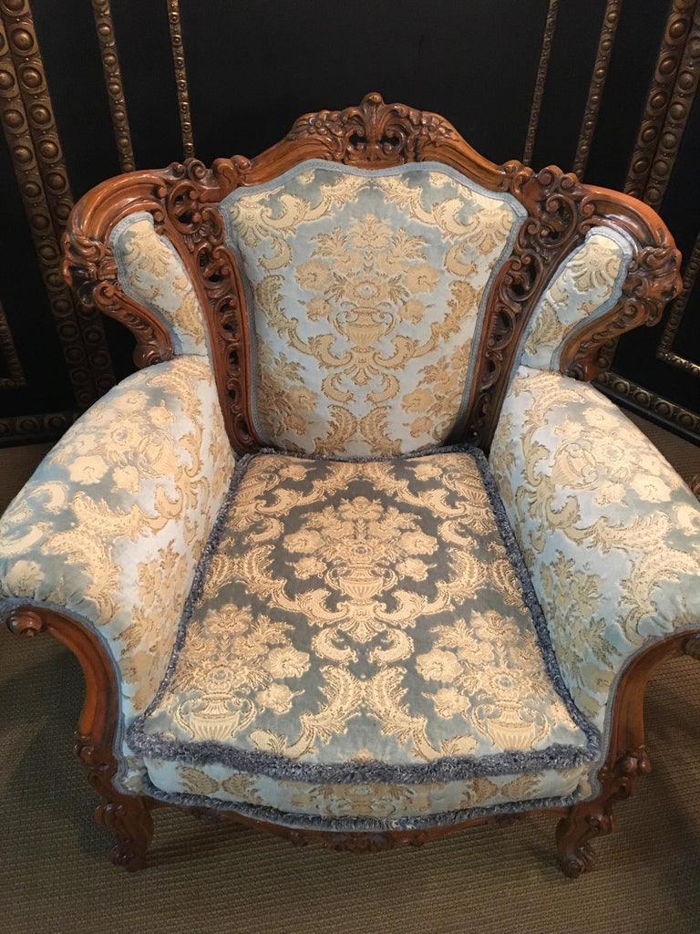 Italian Baroque Sofa Set 2 Armchairs Walnut Carved For Sale at 1stDibs ...
