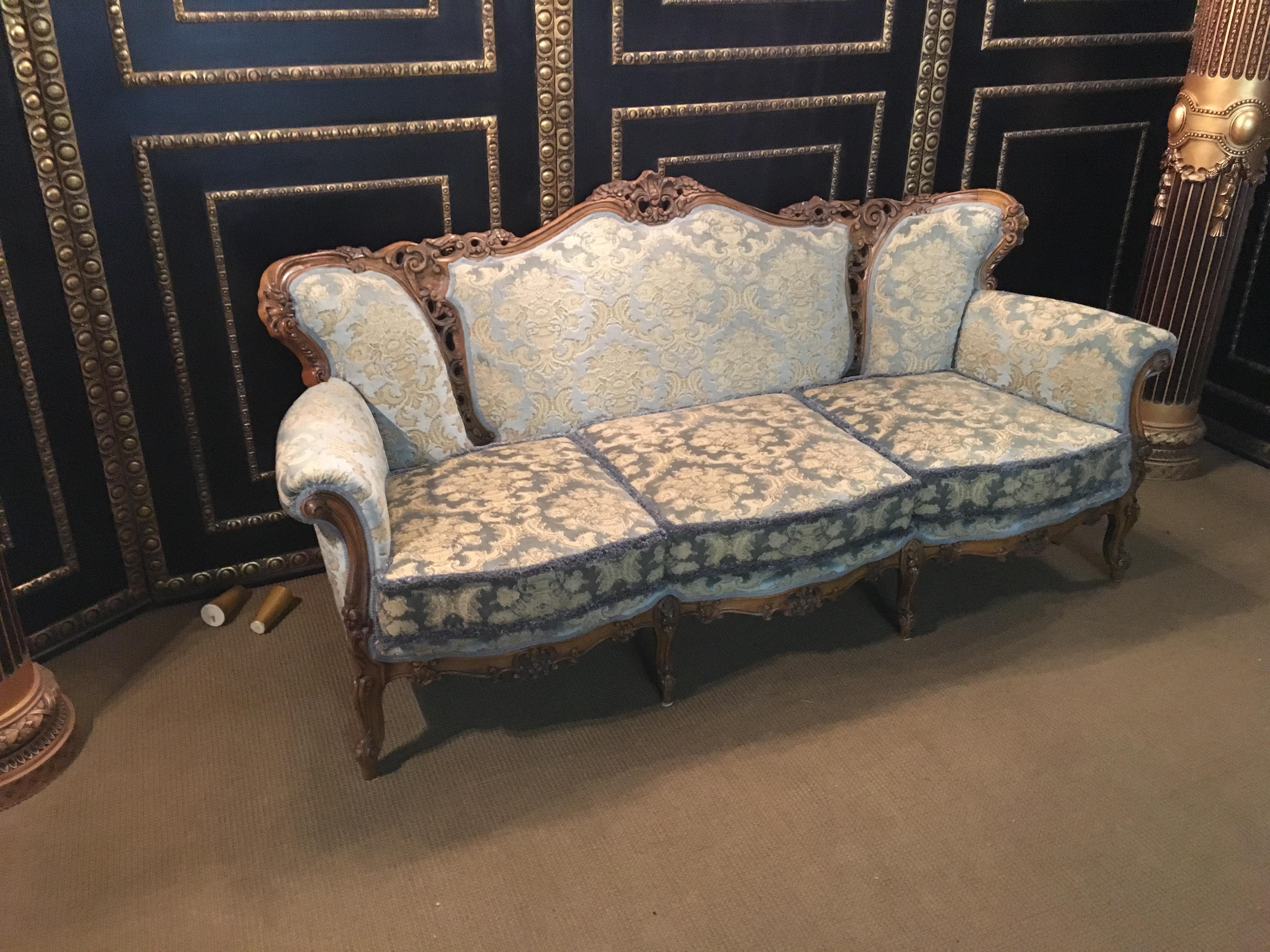 Italian Baroque Sofa Set 2 Armchairs Walnut Carved For Sale at 1stDibs ...