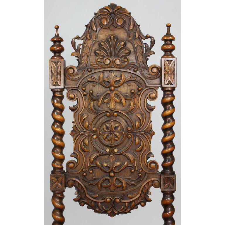 Italian Baroque Solomonic Style Walnut Carved Side Chair at 1stDibs