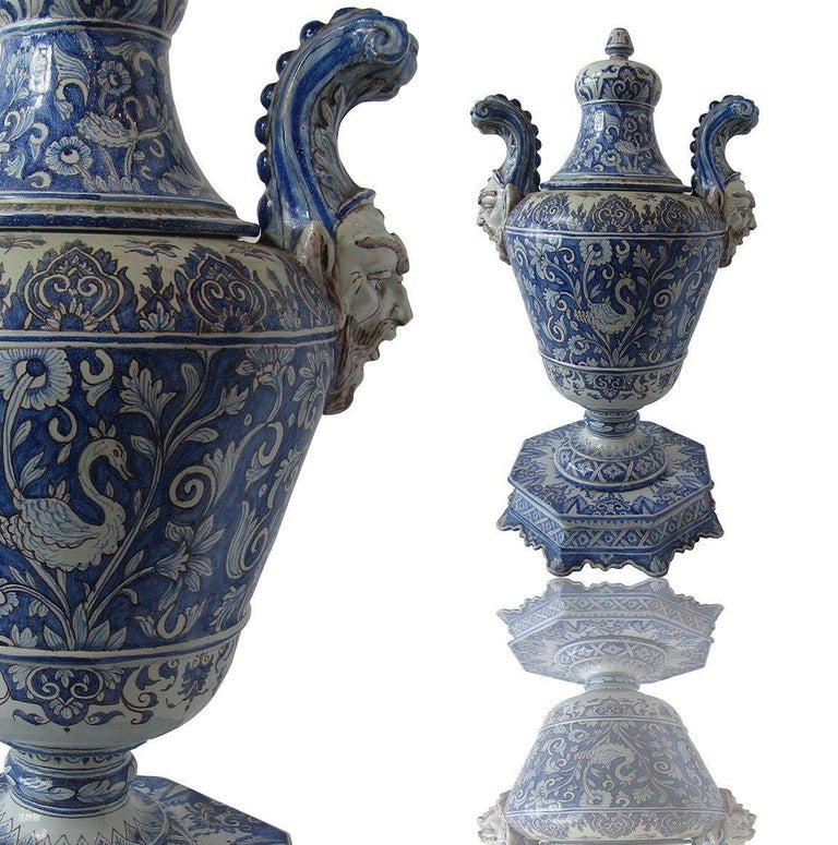 Italian Baroque Style Covered Vase on Stands For Sale at 1stDibs