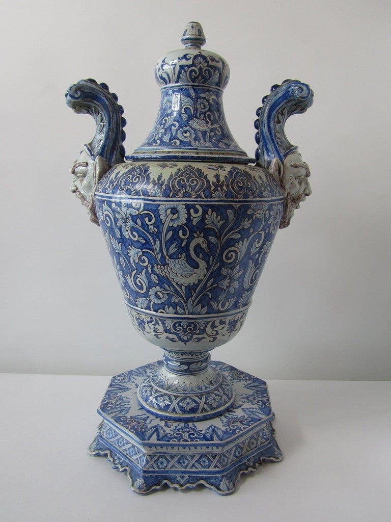 Italian Baroque Style Covered Vase on Stands For Sale at 1stDibs
