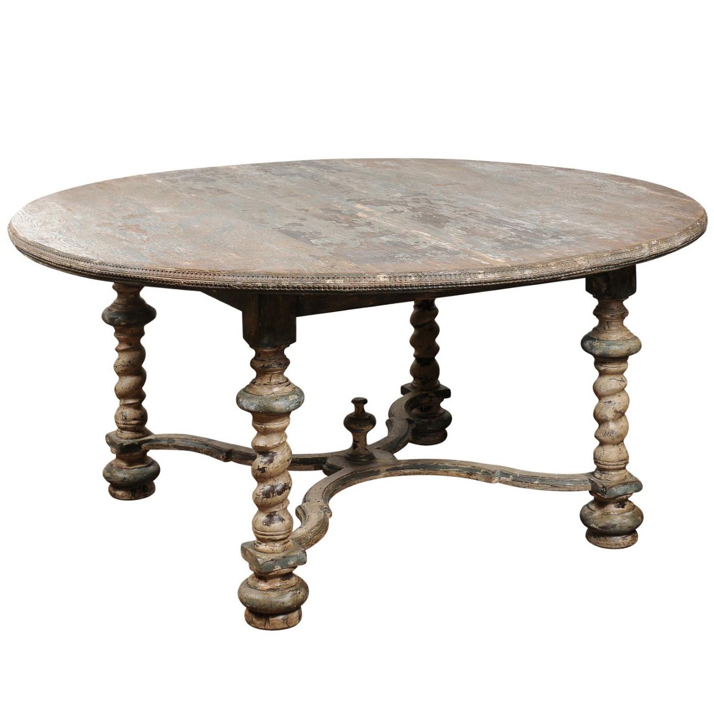 Italian Baroque Style Dining Room Table with Barley Twist Legs and ...
