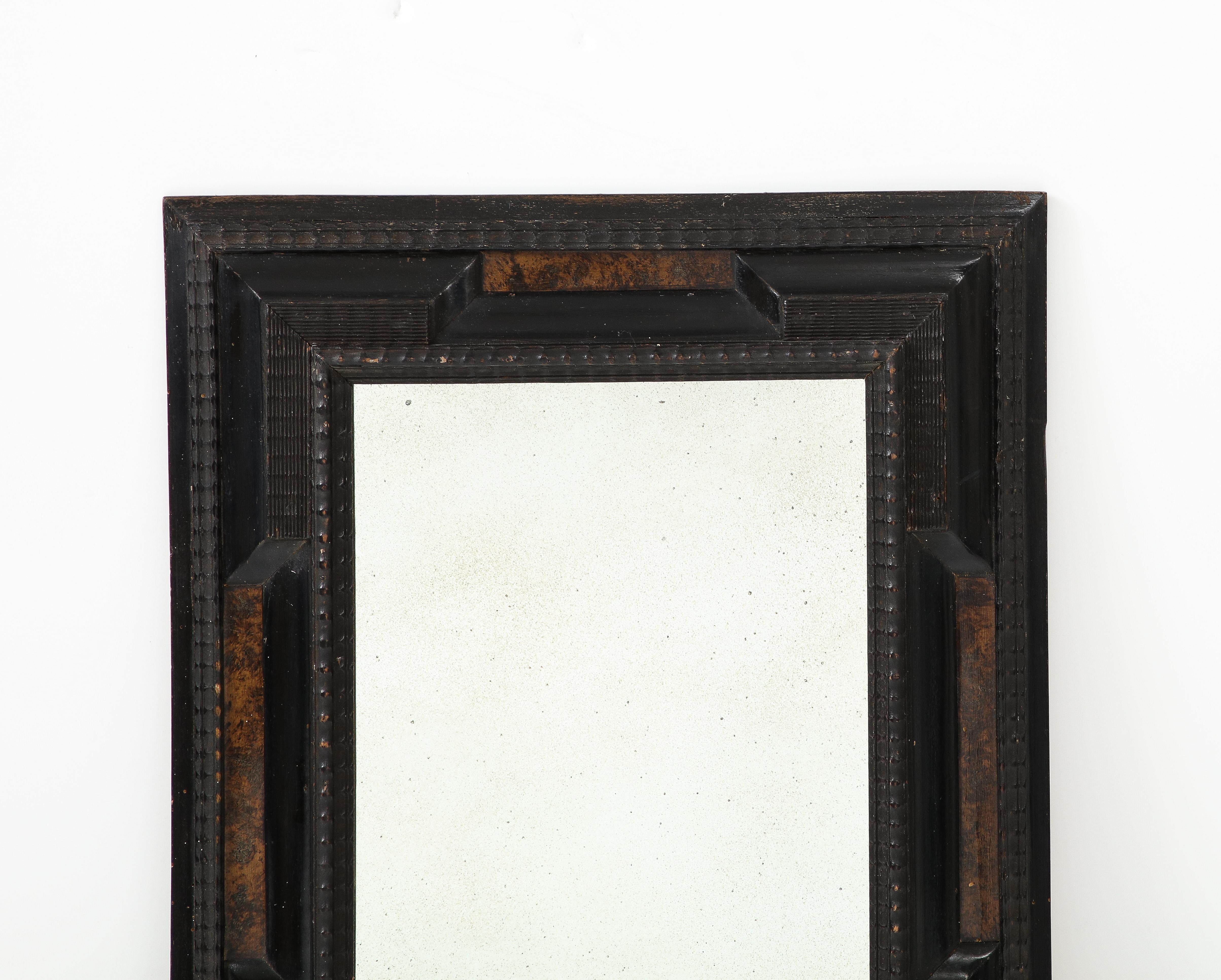 Italian Baroque Style Ebonized and Faux Tortoise Framed Mirror, circa ...
