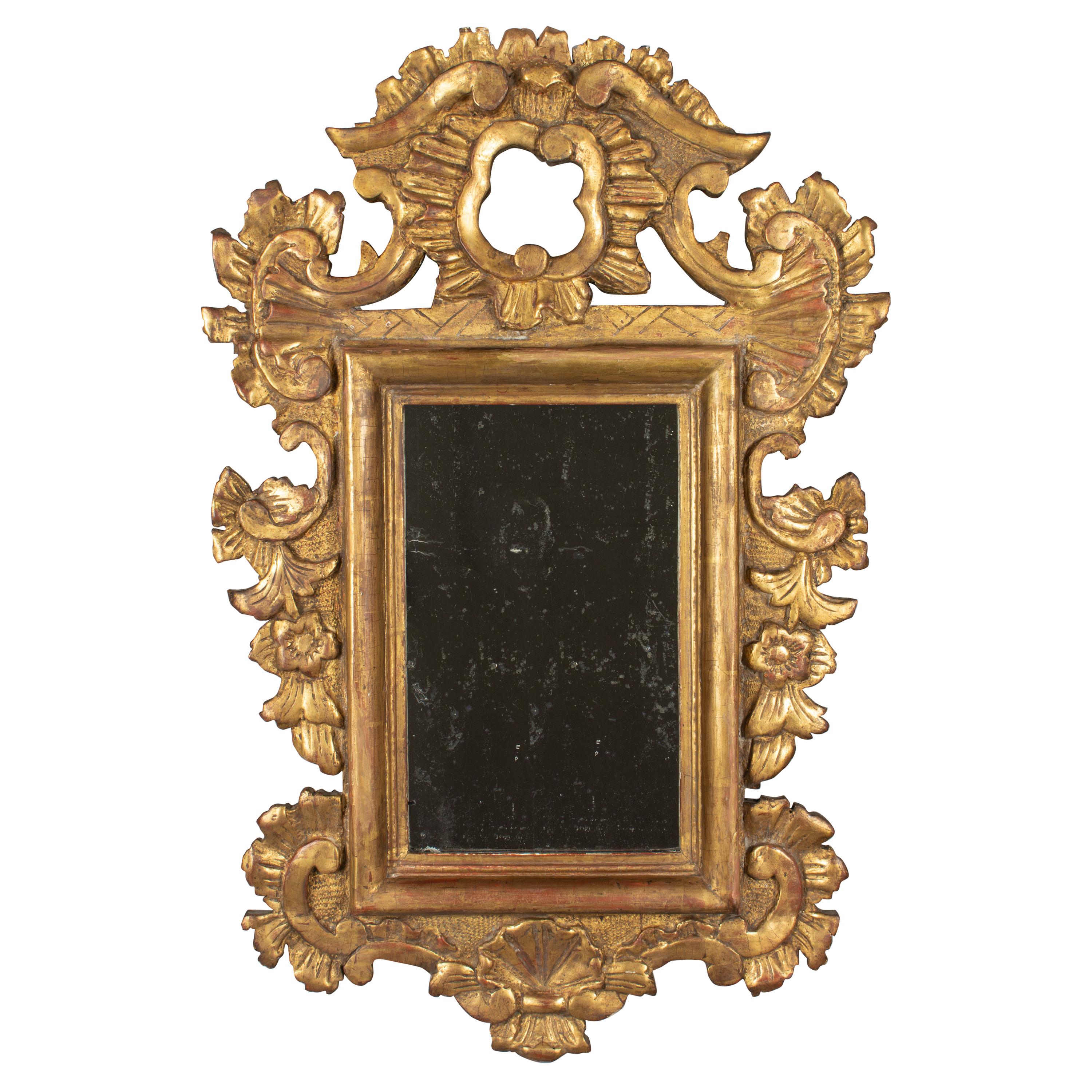 Small Italian Baroque Style Gilded Wall Mirror, Marked Florentia at 1stDibs