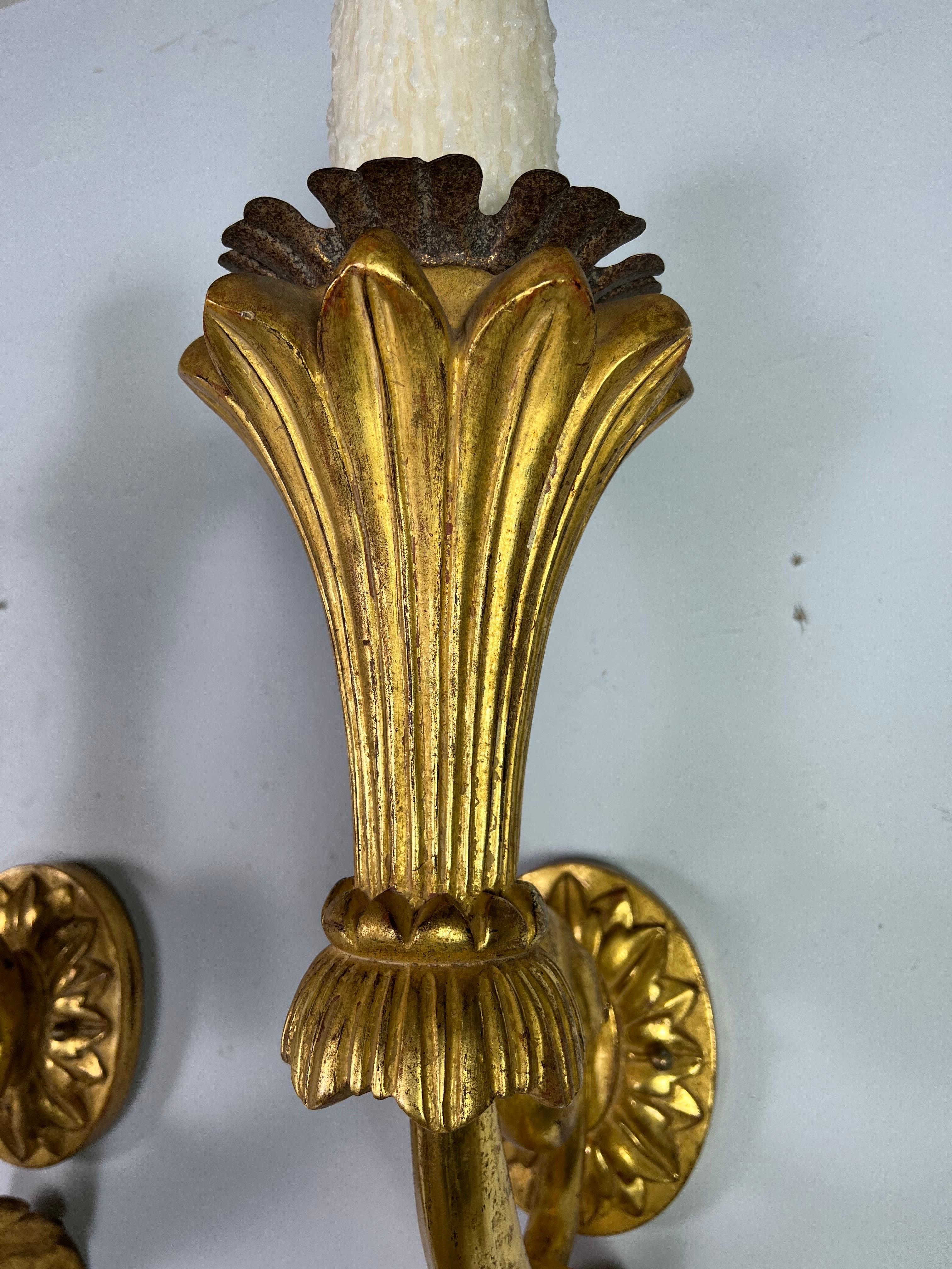 Italian Baroque Style Giltwood Sconces, Pair For Sale at 1stDibs ...