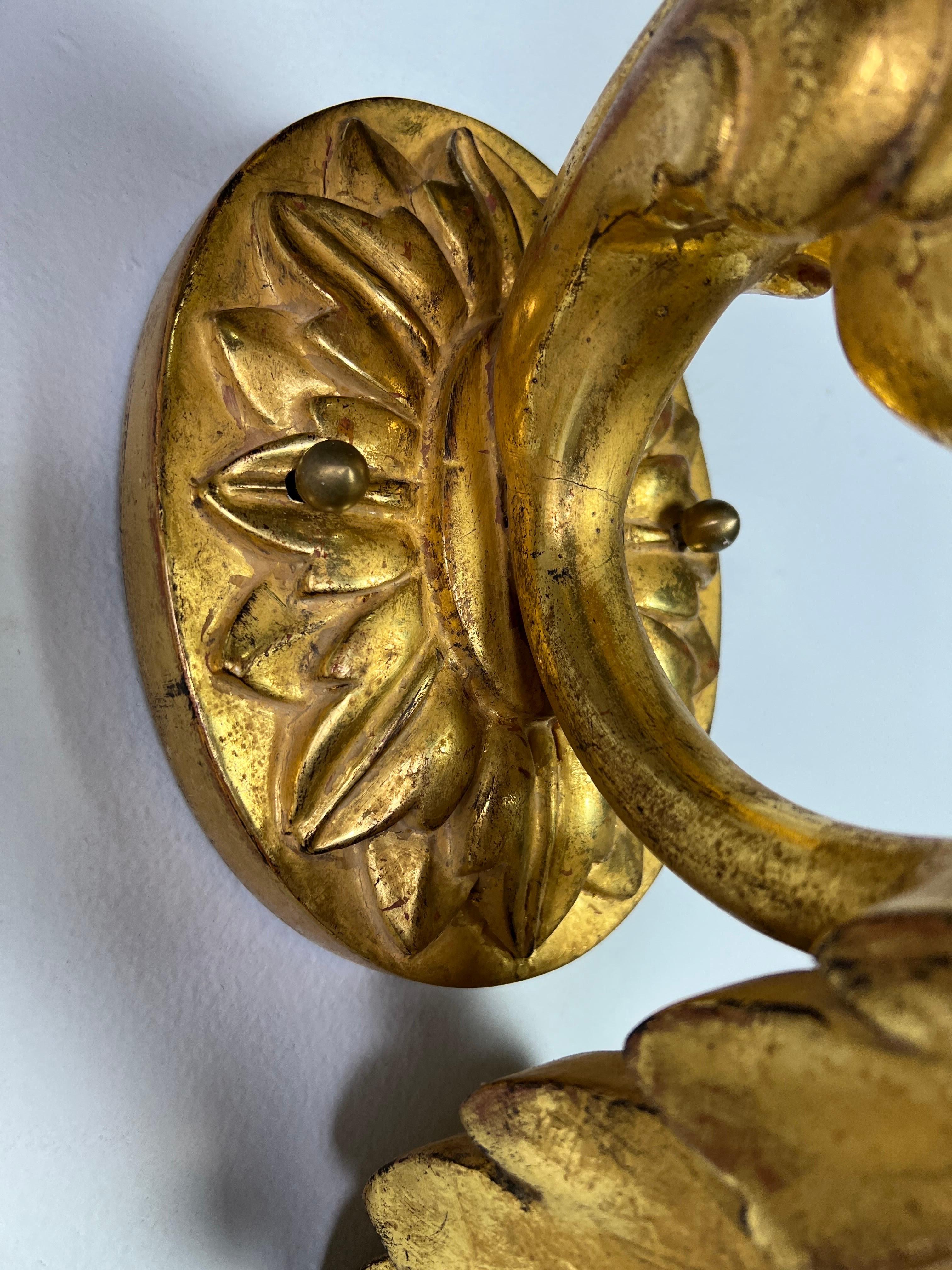 Italian Baroque Style Giltwood Sconces, Pair For Sale at 1stDibs ...