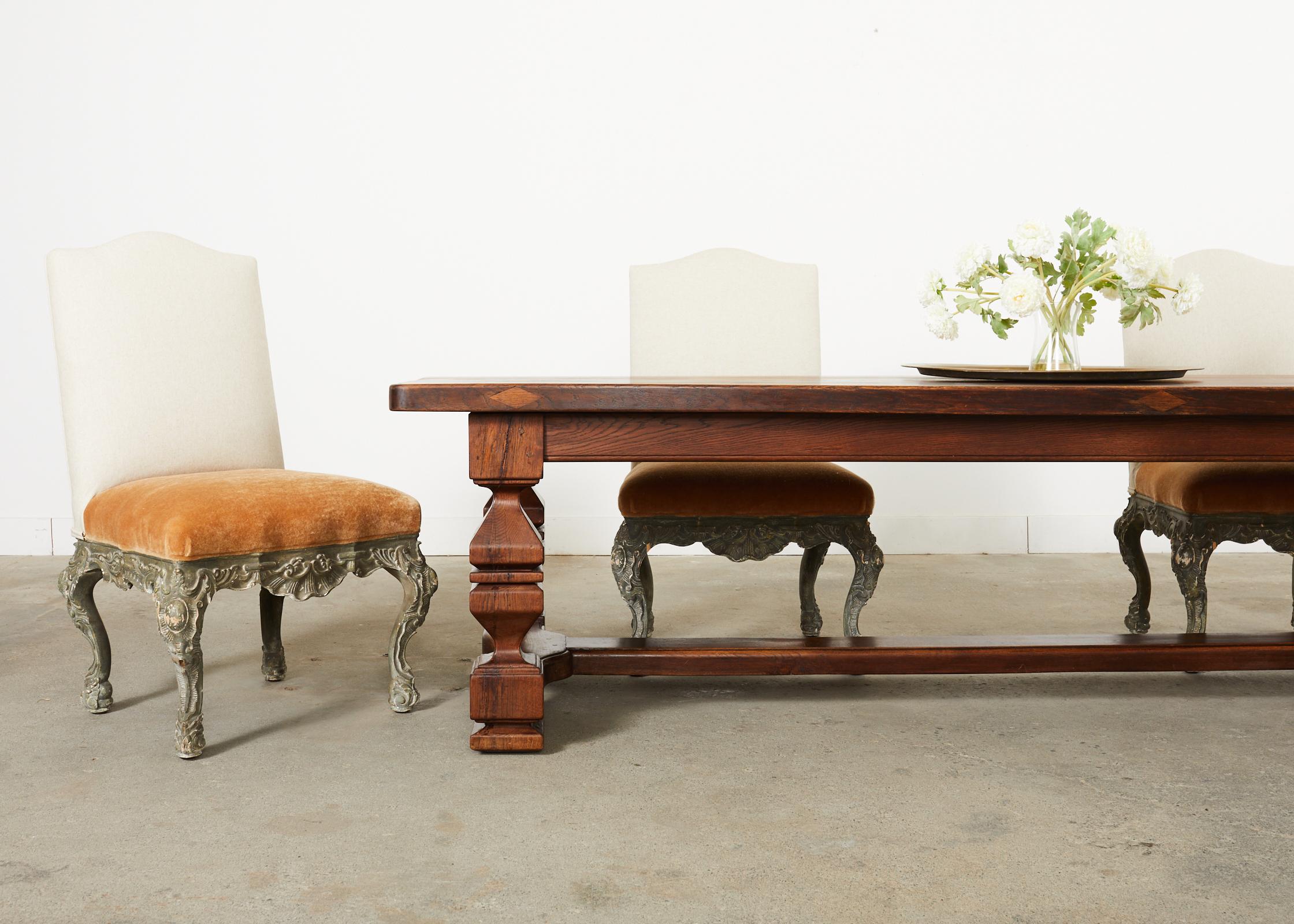 Italian Baroque Style Oak Farmhouse Trestle Dining Table For Sale at ...